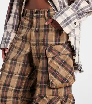 Attico Checked Cotton Flannel Cargo Pants