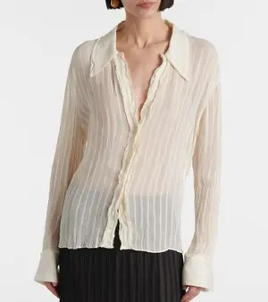 Vince Striped Semi-sheer Shirt - White