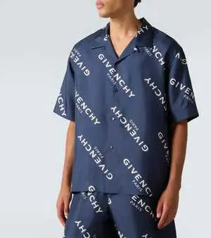Givenchy Shadow Silk Bowling Shirt