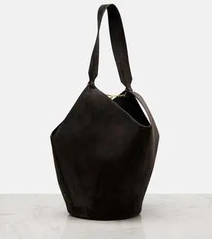 Khaite Lotus Small Suede Tote Bag - Brown