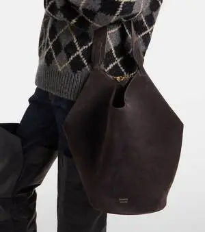 Khaite Lotus Small Suede Tote Bag - Brown