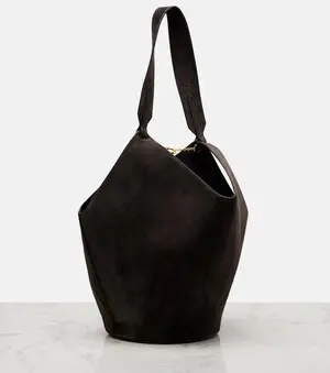 Khaite Lotus Small Suede Tote Bag - Brown
