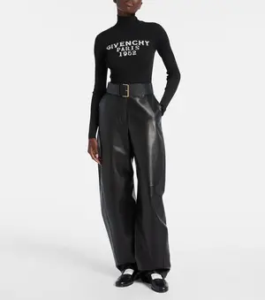 Givenchy High-rise Leather Barrel-leg Pants