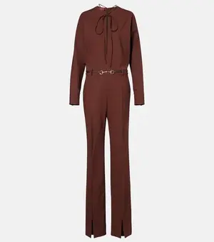 Gucci Horsebit Wool-blend Jumpsuit - Brown