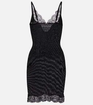 Saint Laurent Lace-trimmed Silk Jersey Slip Dress - Black
