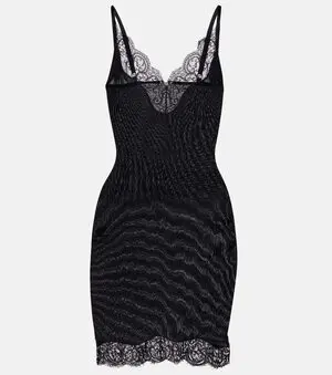 Saint Laurent Lace-trimmed Silk Jersey Slip Dress - Black