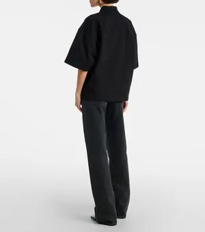 Saint Laurent Embroidered Oversized Cotton Polo Shirt