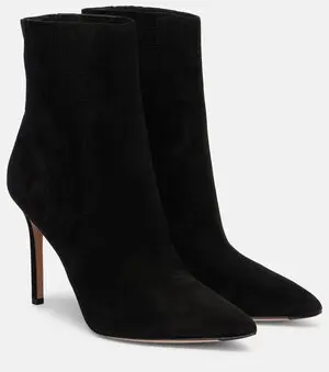 Veronica Beard Suede Pointed Toe Ankle Boots - Black