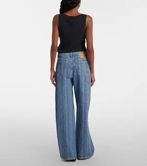 GANNI Striped Wide-leg Jeans
