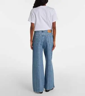 GANNI Striped Wide-leg Jeans