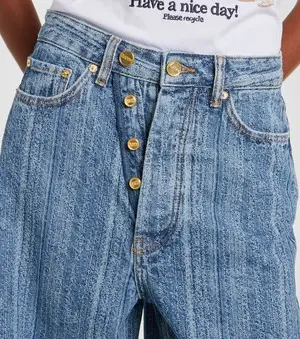 GANNI Striped Wide-leg Jeans
