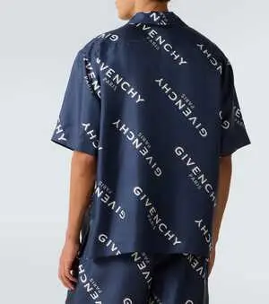 Givenchy Shadow Silk Bowling Shirt