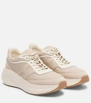 Hogan H696 Leather Platform Sneakers - Beige