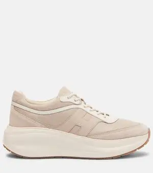 Hogan H696 Leather Platform Sneakers - Beige