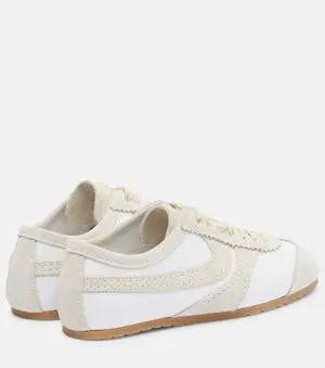 Dries Van Noten Suede-trimmed Leather Lace-up Sneakers - White
