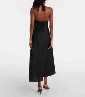Faithfull The Brand Linen Midi Dress - Black