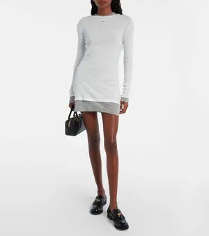 Miu Miu Cotton Jersey Minidress - Grey