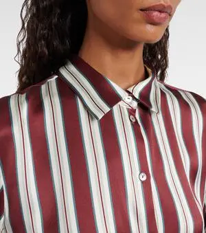 Asceno Striped Silk Pajama Shirt