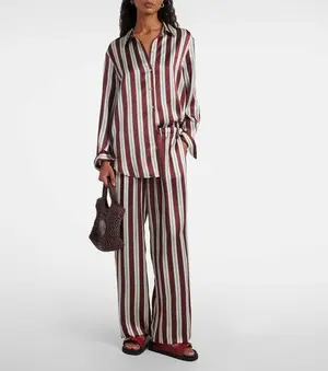 Asceno Striped Silk Pajama Shirt