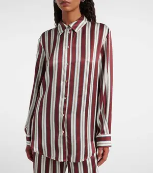 Asceno Striped Silk Pajama Shirt