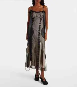 Simone Rocha Lace-trimmed Sheer Midi Dress