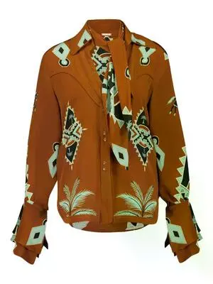 Johanna Ortiz Geometric-print Shirt - Brown