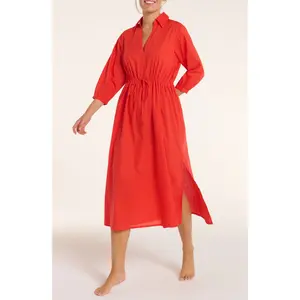 HERMOZA Natalia Cinched Tie Cover Up - Celosia Orange