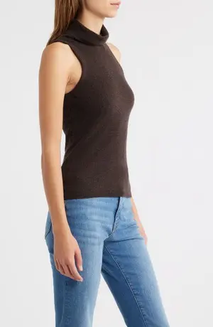 REFORMATION Marcy Sleeveless Cashmere Turtleneck Sweater - Compost