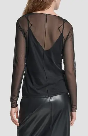 Dkny Exposed Seam Mesh Top