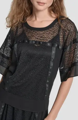 Dkny Leopard Mesh Boxy Top