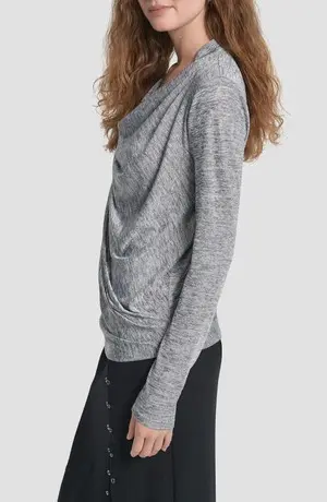 Dkny Foil Drape Top - Graphite