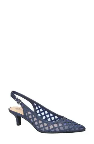 BELLA VITA Noel Pointed Toe Slingback Pumps - Navy Glitter