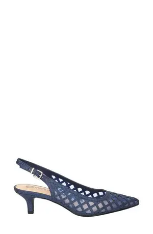 BELLA VITA Noel Pointed Toe Slingback Pumps - Navy Glitter