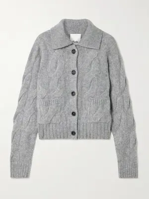 ALLUDE Cable-knit Cashmere And Silk-blend Cardigan