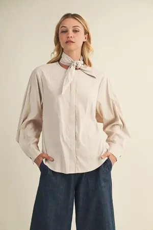 JUPE NYC Rowan Tie Neck Blouse