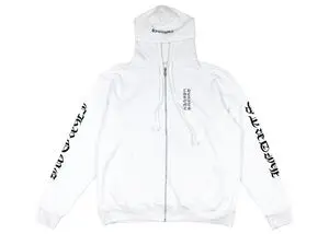 Chrome Hearts Vertical Logo Zip-up Hoodie - White