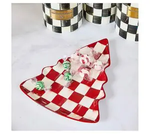 MACKENZIE-CHILDS As Is Cherry Check Tree Serving Dish