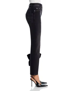AREA Bow Detail Straight Leg Jeans