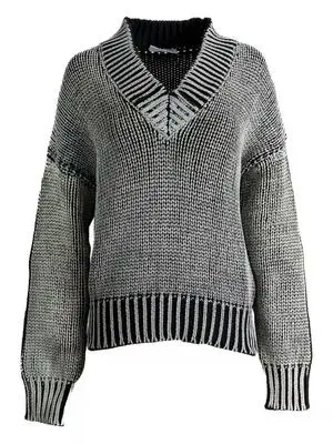 Vaquera V-neck Ribbed Knit Sweater