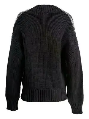 Vaquera V-neck Ribbed Knit Sweater