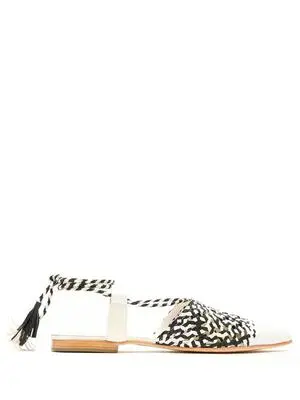 STUDIO CHOFAKIAN Woven Leather Flat Sandals - Multicolour