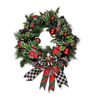 MACKENZIE-CHILDS Tartastic Illuminated Wreath - Green