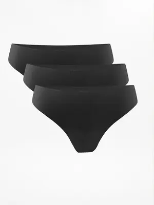 Athleta Sleek Form No Show Bikini Underwear 3-pack - Black/black/black