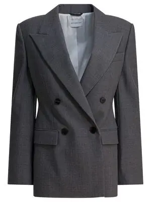 Givenchy Double-Breasted Wool Blazer - Grey