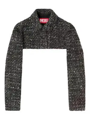 DIESEL Tweed-texture Cropped Jacket - Black
