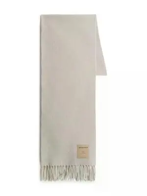 Woolrich Fringed Wool Logo-patch Scarf - Neutrals