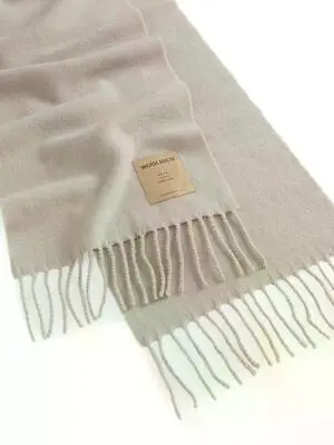 Woolrich Fringed Wool Logo-patch Scarf - Neutrals