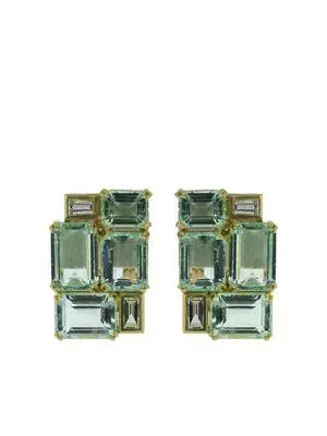 SYLVA & CIE 18kt Yellow Diamond And Colombian Emerald Earrings - Gold