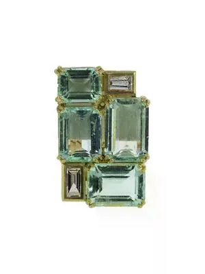 SYLVA & CIE 18kt Yellow Diamond And Colombian Emerald Earrings - Gold