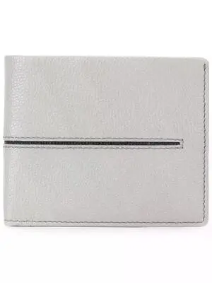 TOD'S Embossed Line Bi-fold Wallet - Grey